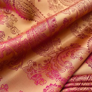 Orange Red Paisley Lining Fabric Ships From USA Jacquard Custom ...
