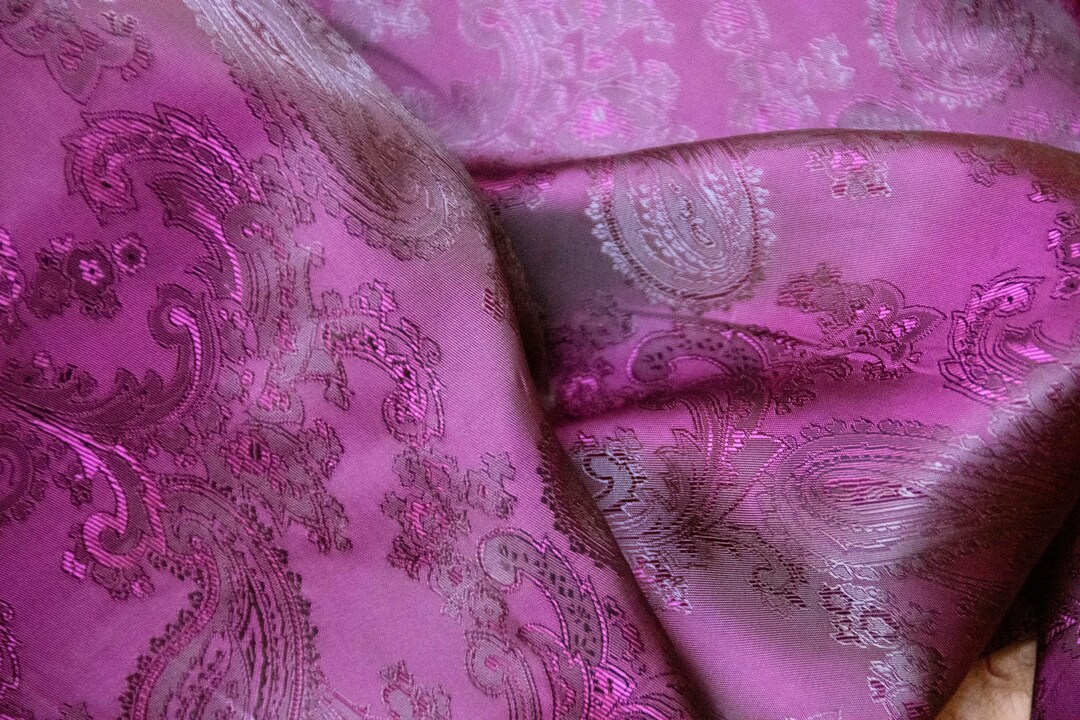 Purple Black Paisley Lining Jacquard Fabric / Ships From USA Sold by ...