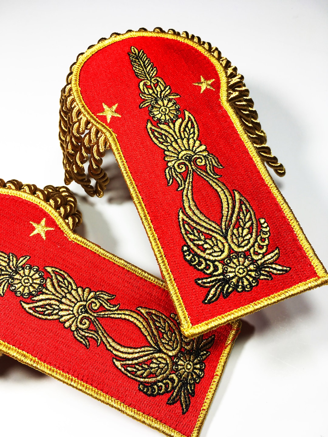 Red Gold Filigree Epaulettes / Ships From USA \ Embroider Steampunk ...