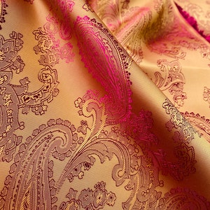 Orange Red Paisley Lining Fabric Ships From USA Jacquard Custom ...