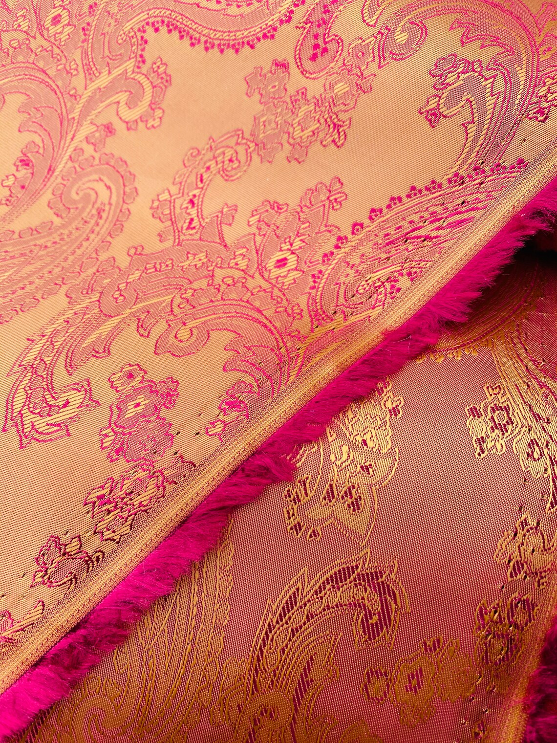 Orange Red Paisley Lining Fabric Ships From USA Jacquard | Etsy