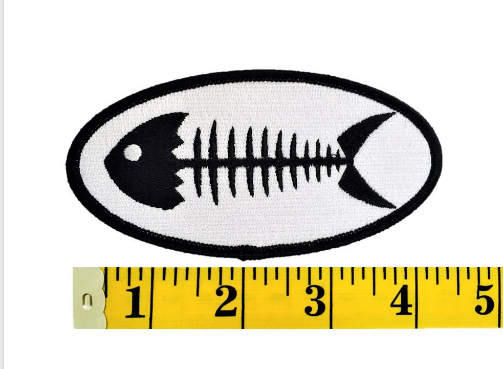 Fish Bone Embroidered Patch Ships From USA Ishikawa Biker | Etsy