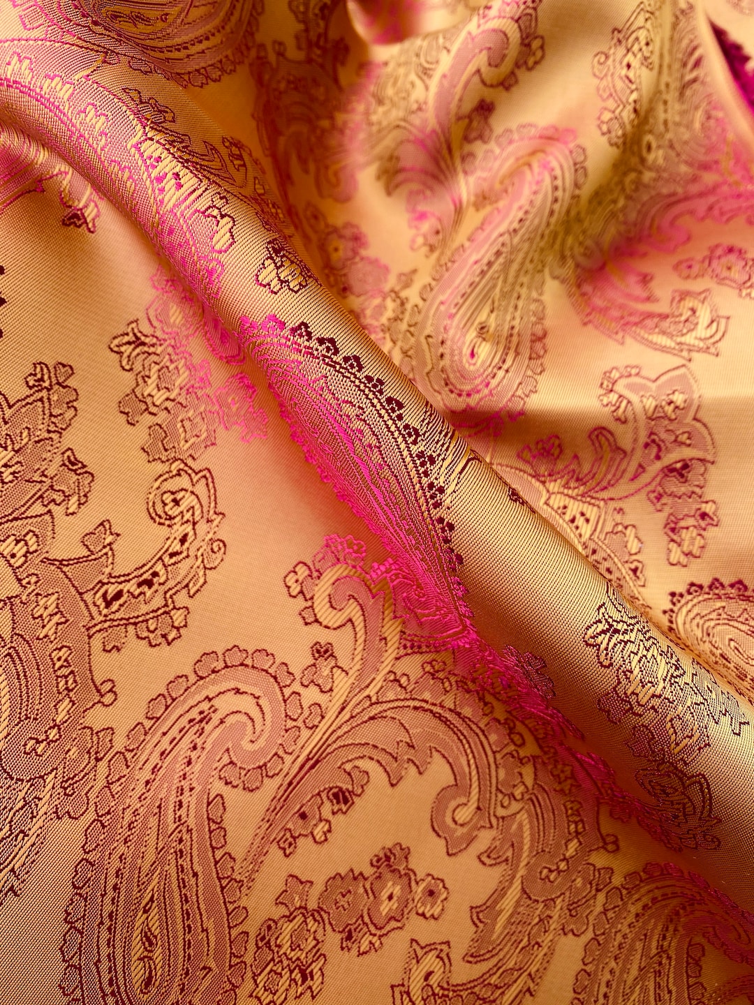 Orange Red Paisley Lining Fabric Ships From USA Jacquard Custom ...