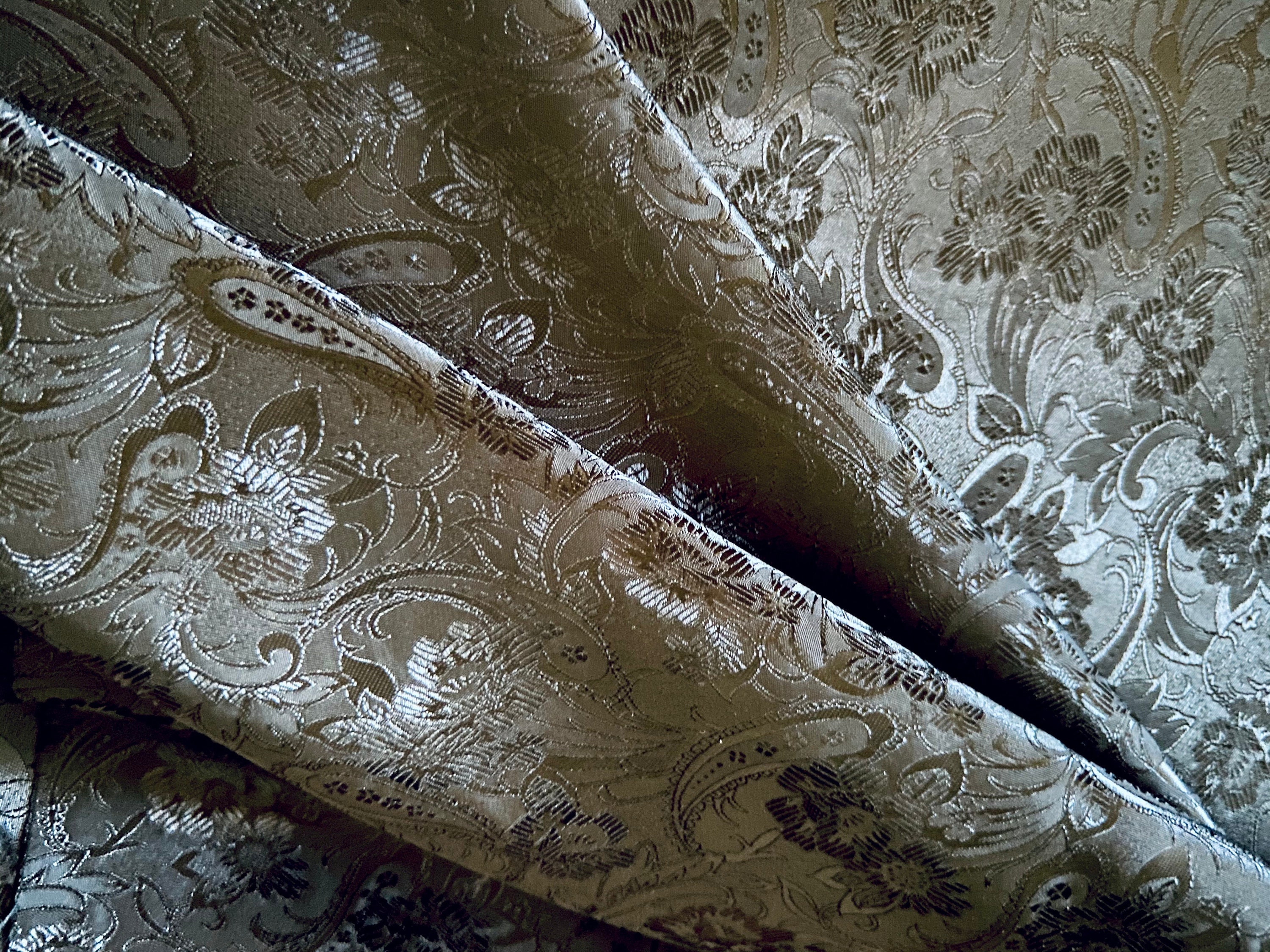 Black Floral Paisley Lining Fabric Jacquard / Ship From USA Sold by the ...