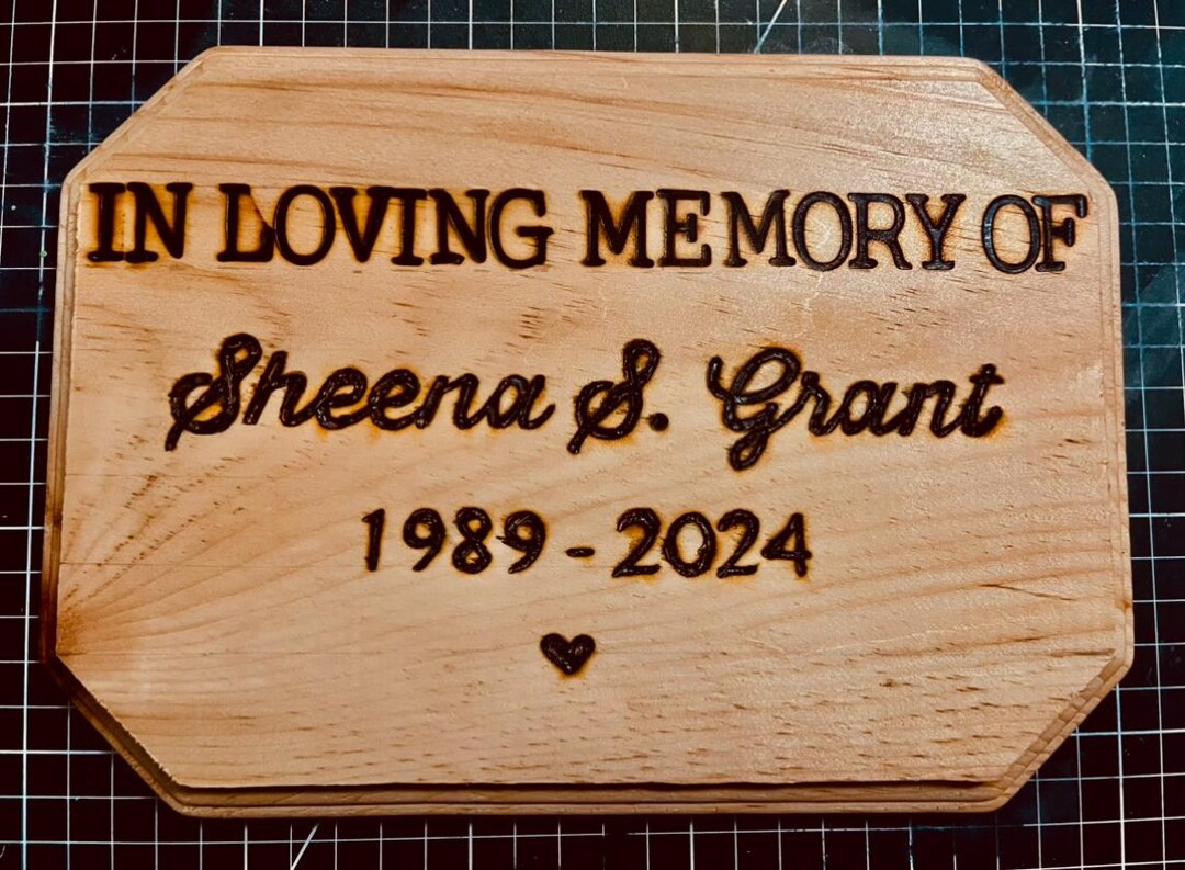 In Loving Memory Wood Burned Sign, 9" Pinewood Rectangle Memorial ...