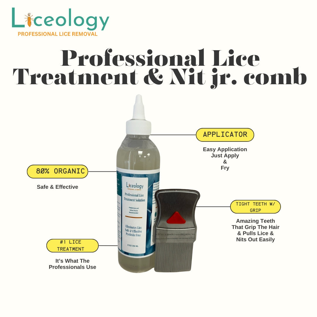 Professional Lice Treatment Solution & Nit Jr. Comb (10-15 Treatments ...