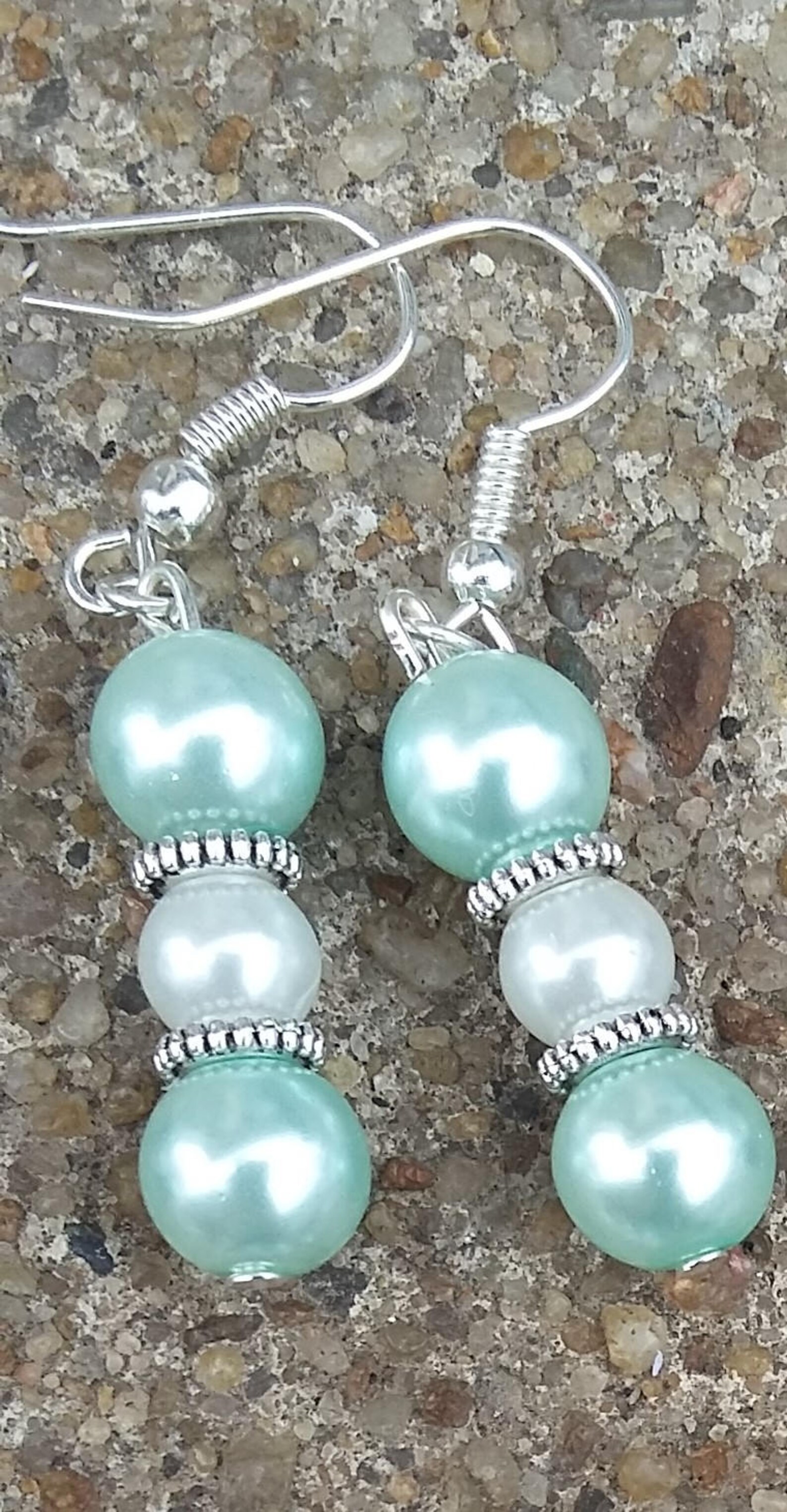 Bead & Metal Spacer Drop Earrings, Bead Earrings, Dangle Earrings ...