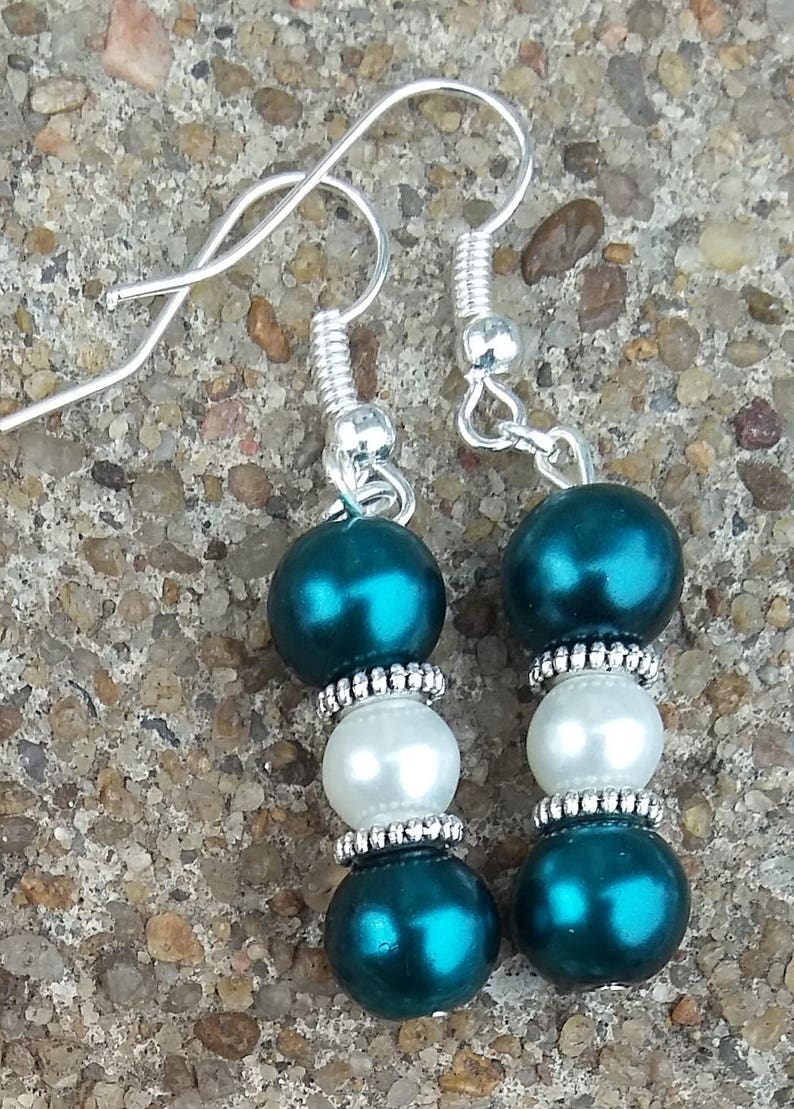 Bead & Metal Spacer Drop Earrings, Bead Earrings, Dangle Earrings ...