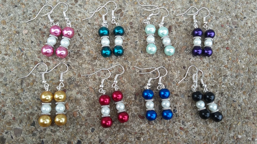 Bead & Metal Spacer Drop Earrings, Bead Earrings, Dangle Earrings ...