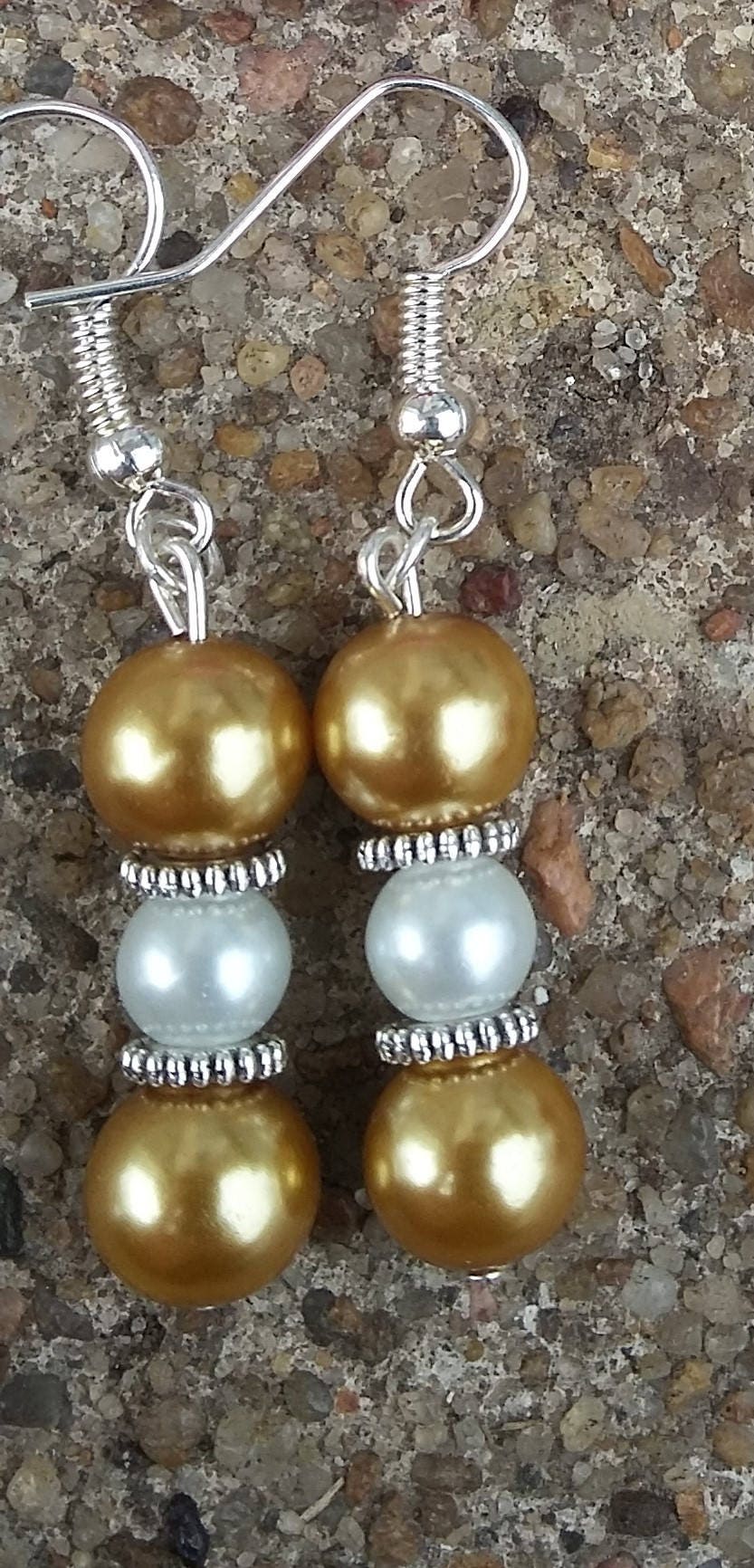 Bead & Metal Spacer Drop Earrings, Bead Earrings, Dangle Earrings ...