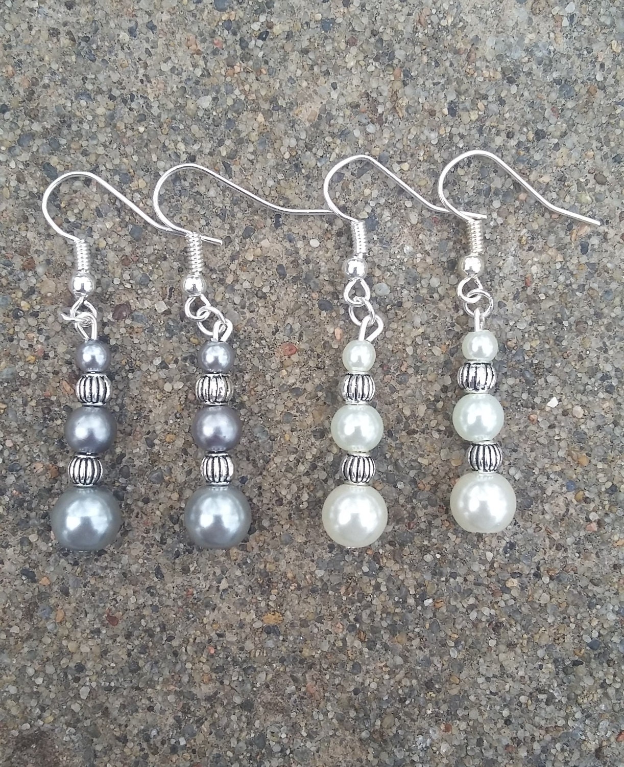 Glass & Metal Bead Dangle Earrings, Beaded Drop Earrings, Bridal ...
