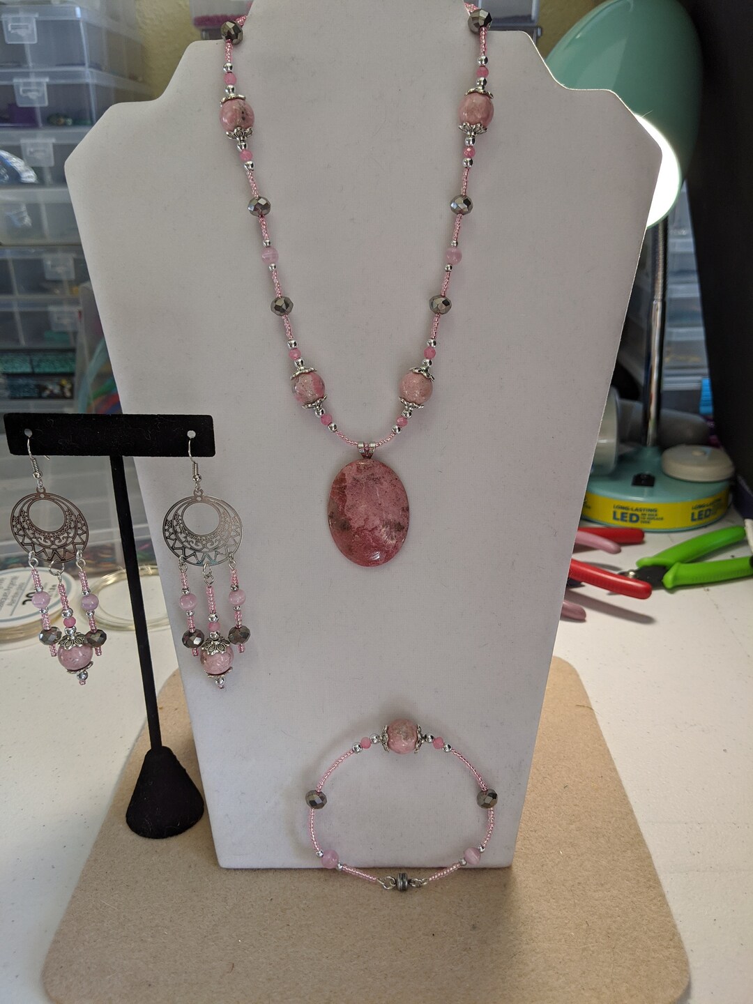 Rhodochrosite Jewelry Set - Etsy