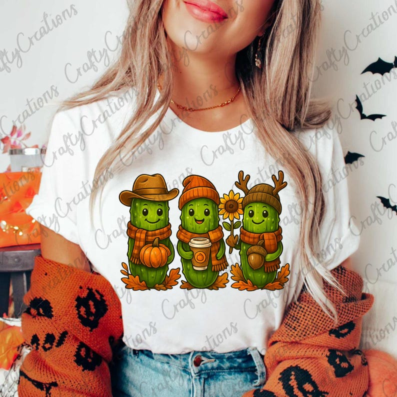 Fall Pickles Clipart Cute Pickle PNG Autumn Leaves Pumpkin Spice Funny ...