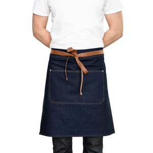 Denim Apron, Bistro Apron, Cafe Apron, Men's Half Apron, Kitchen Apron ...