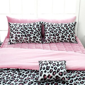 Pink Leopard Print Duvet Cover Set - Soft Cozy Microfiber Teen Girl ...