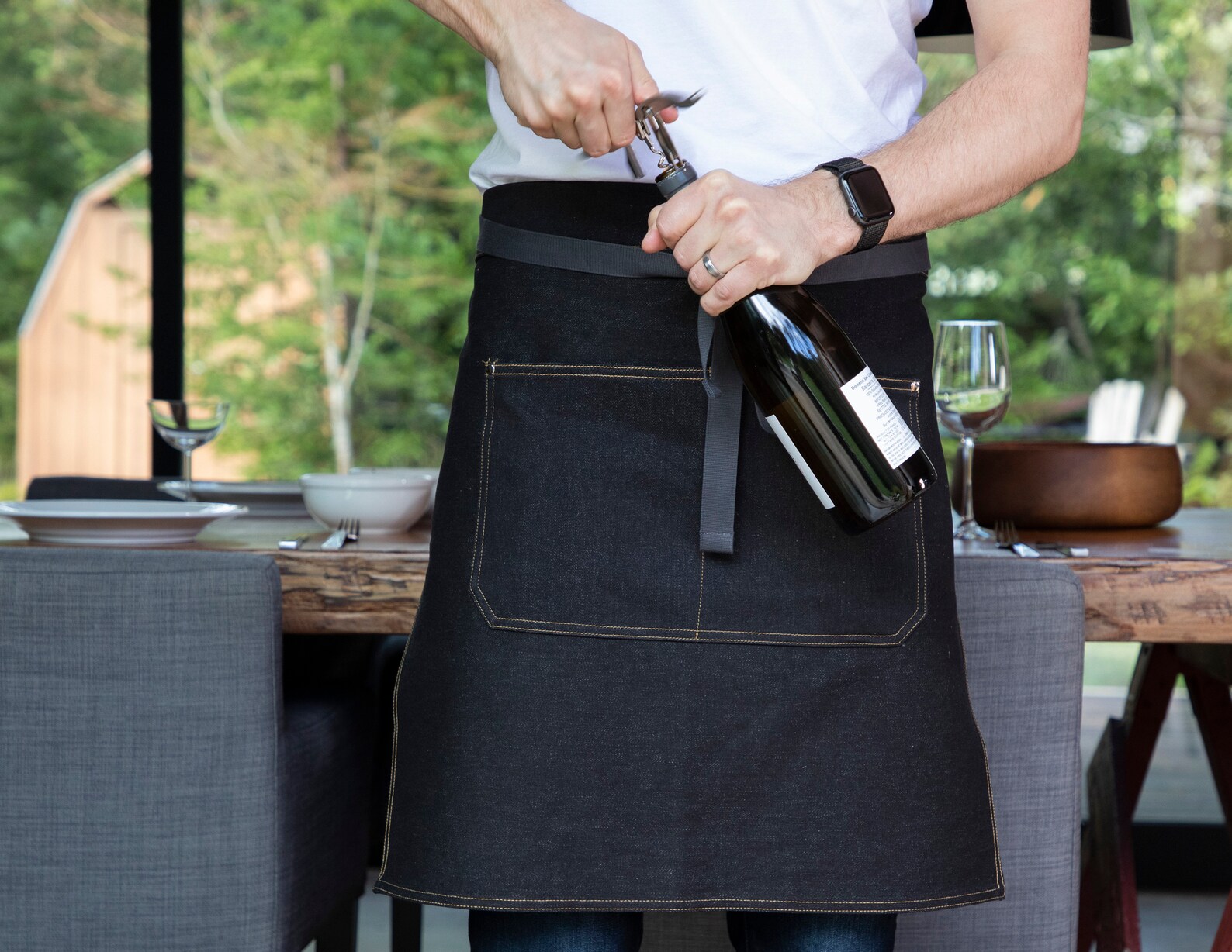 Denim Apron Bistro Apron Cafe Apron Men's Half Apron | Etsy