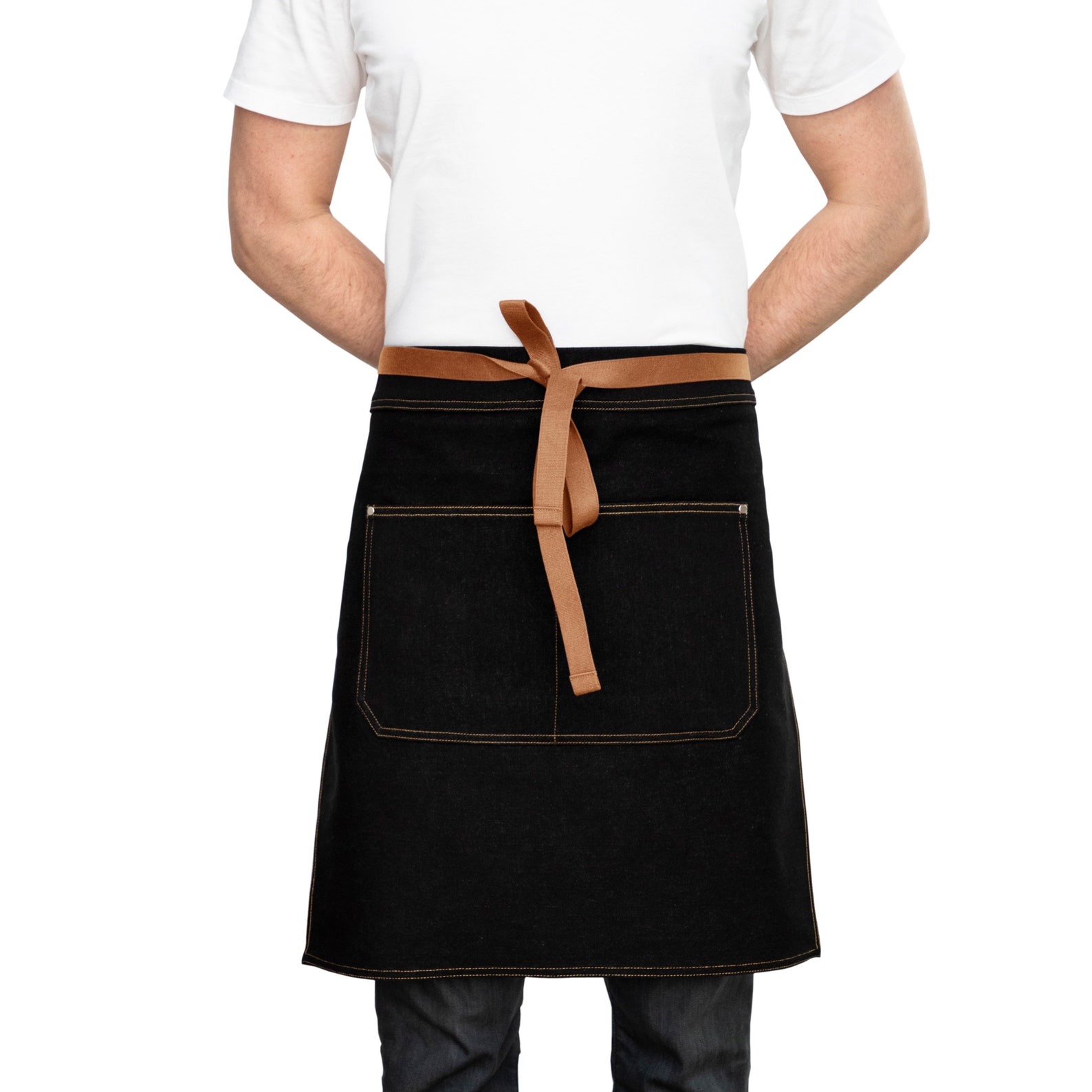 Denim Apron Bistro Apron Cafe Apron Men's Half Apron | Etsy