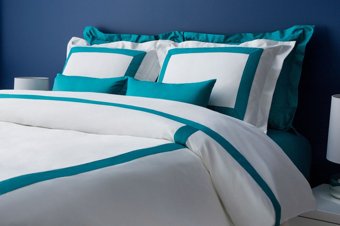 Turquoise Border Frame Pillowcase - Hotel Collection Decorative Flange ...
