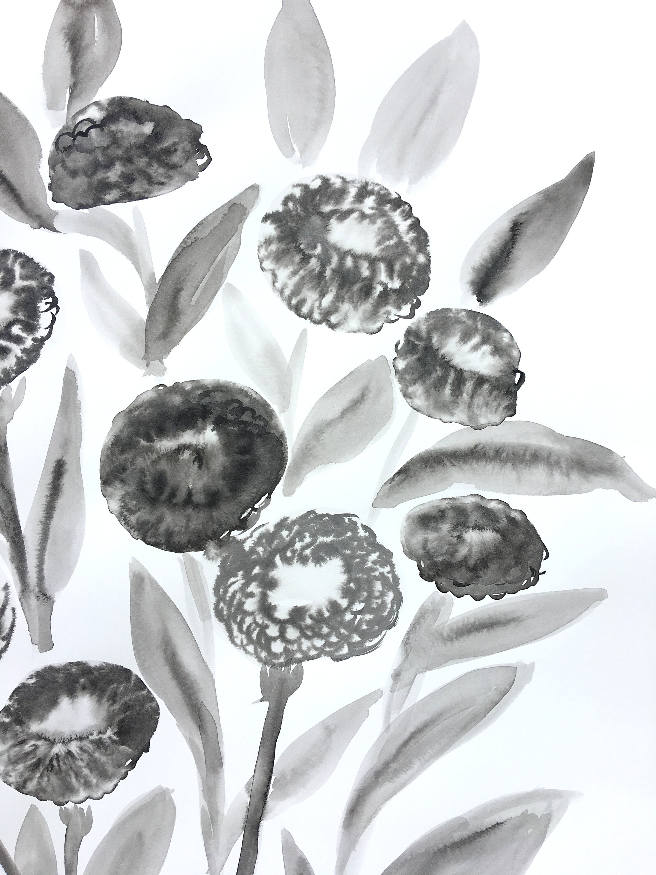 Flowers 6 Ink Wash Water Color on Paper Flowers Still - Etsy UK