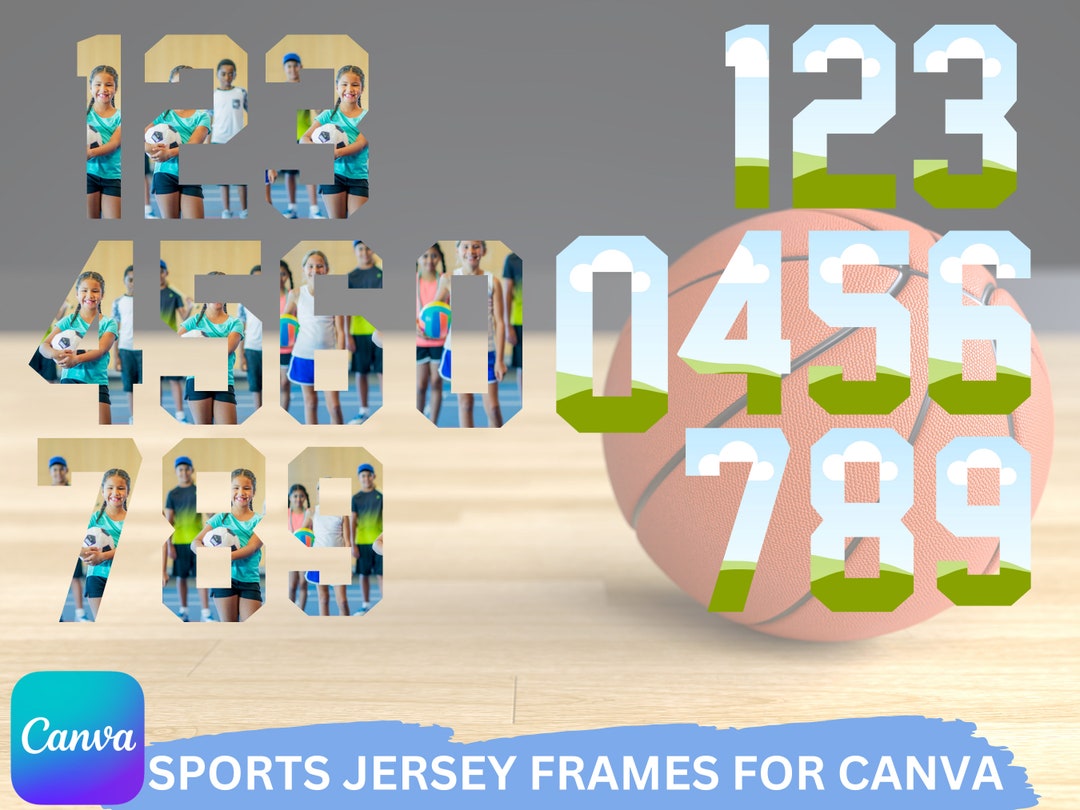 Sports Jersey Number Font Canva Frame Templates- Customize in Canva - Etsy