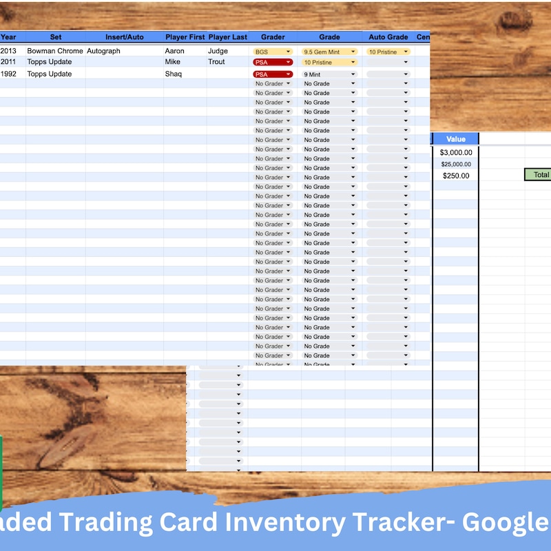 Sports Card Inventory Spreadsheet - Etsy