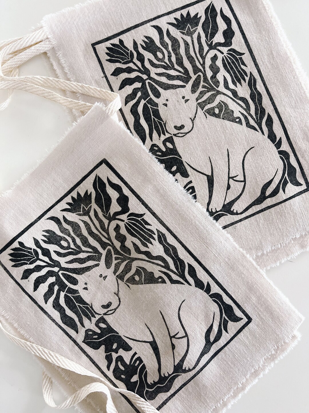 Bull Terrier Flag Garland, Hand Printed Textile Art, Lino Print Bunting ...