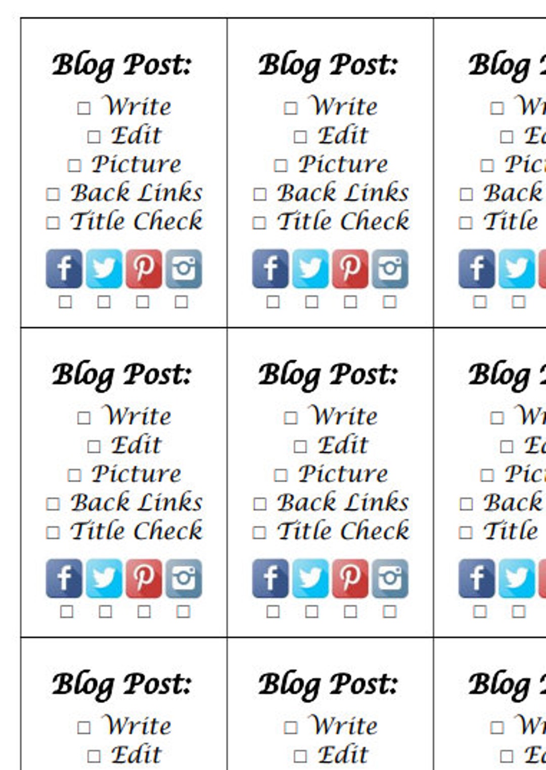 Blog Post Check List -printable Planner Stickers - Etsy