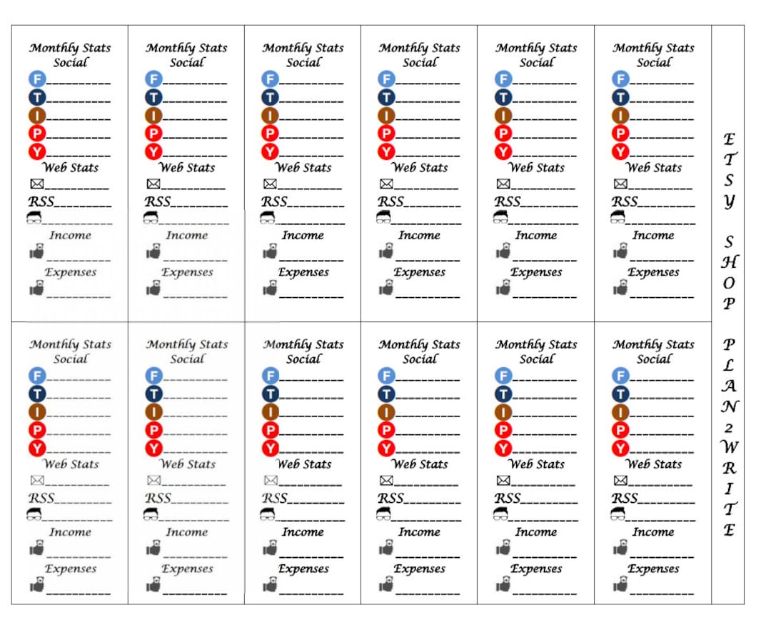 Printable Monthly Social Media Stats Sticker - Etsy