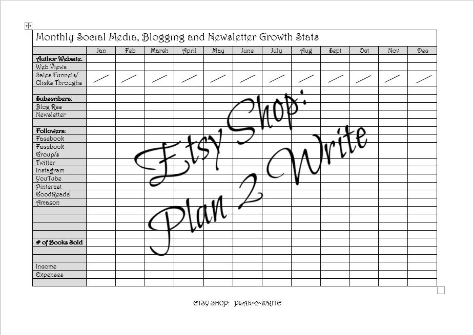 Year at A Glance Monthly Stats Tracker (printable) - Etsy