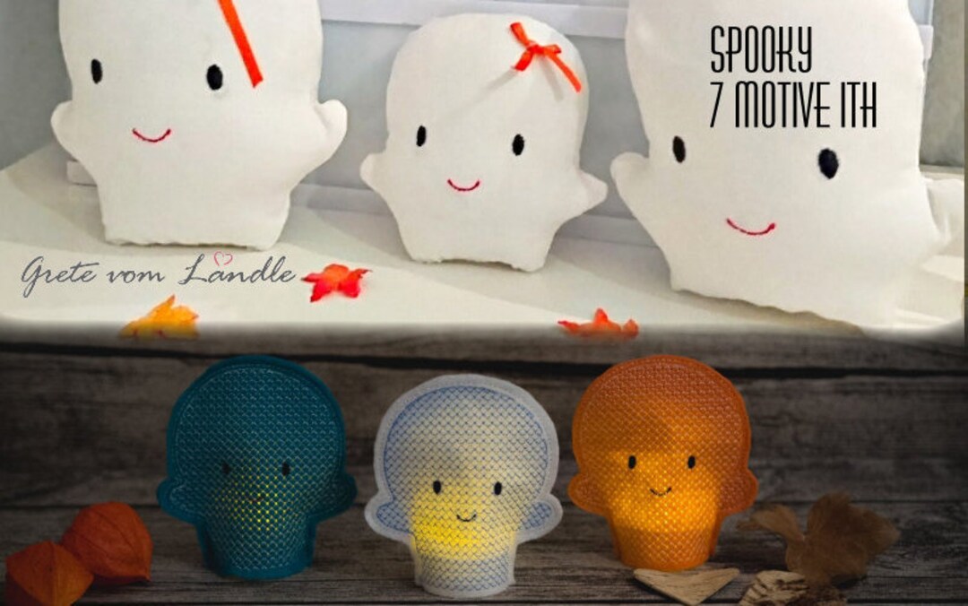 A Spooky Ghost - Embroidery File - Ith- LED Cover - Doodle Embroidery ...