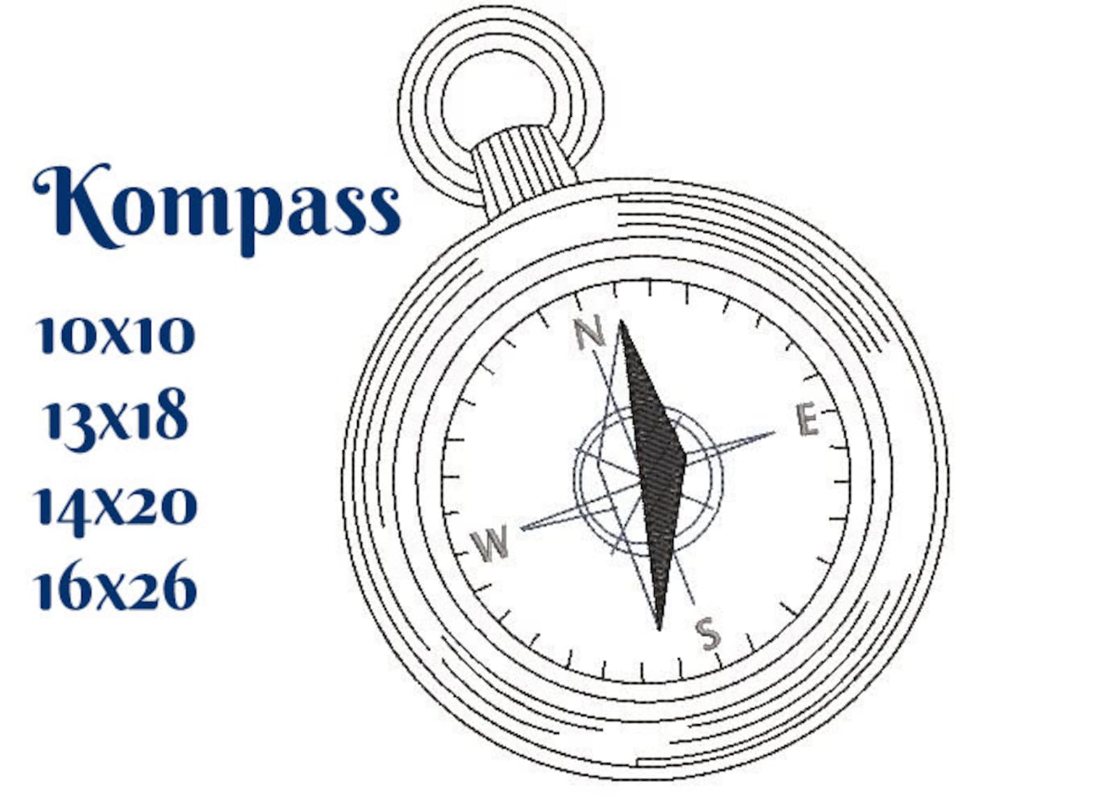A Kompass 10x10 13x18 14x20 16x26 doodle Stickdatei Stickmuster sticken ...
