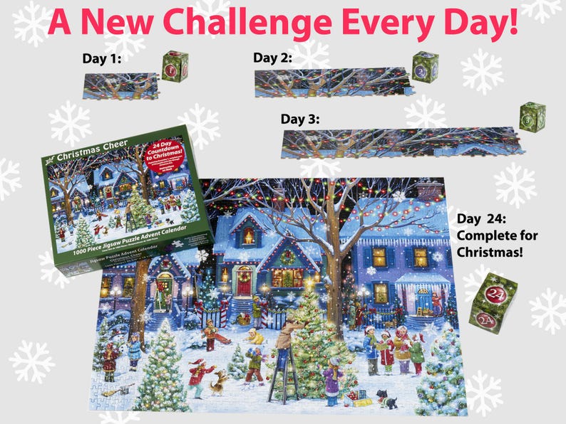 Advent Calendar Jigsaw Puzzle 1000 Pieces - Christmas Cheer - Count ...