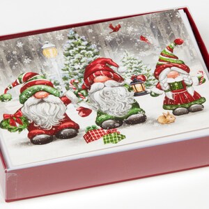 Box of 'christmas Gnomes' Christmas Cards - 15 Cards & 16 Foil Lined ...
