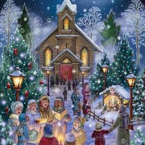 Box of Midnight Mass Christmas Cards - 15 Cards / 16 Foil Lined ...