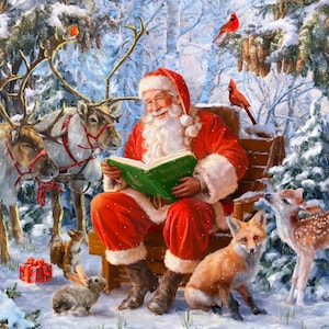 Box of Santa's Forest Christmas Cards - 15 Cards / 16 Foil Envelopes - Etsy