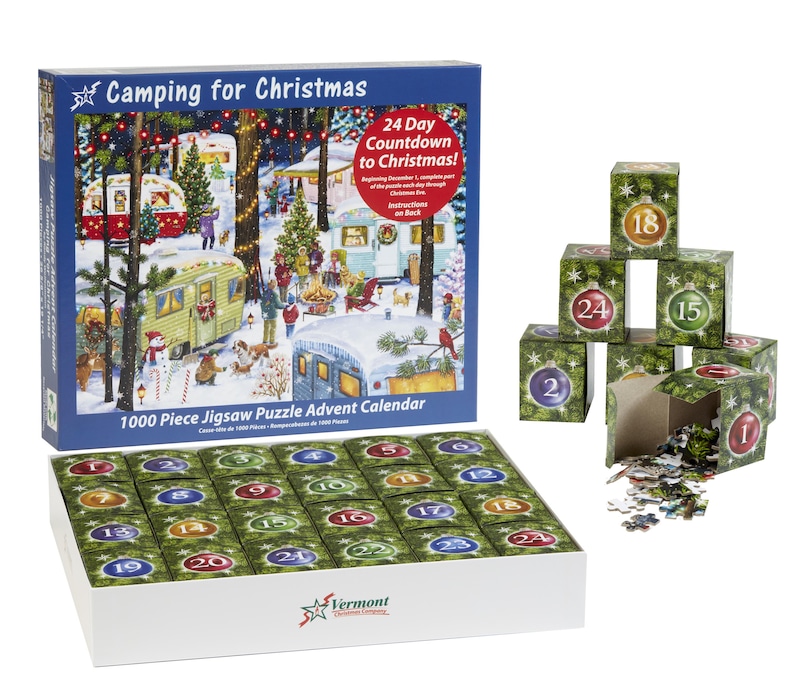 Jigsaw Puzzle Advent Calendar 1000 Pieces - Camping for Christmas ...