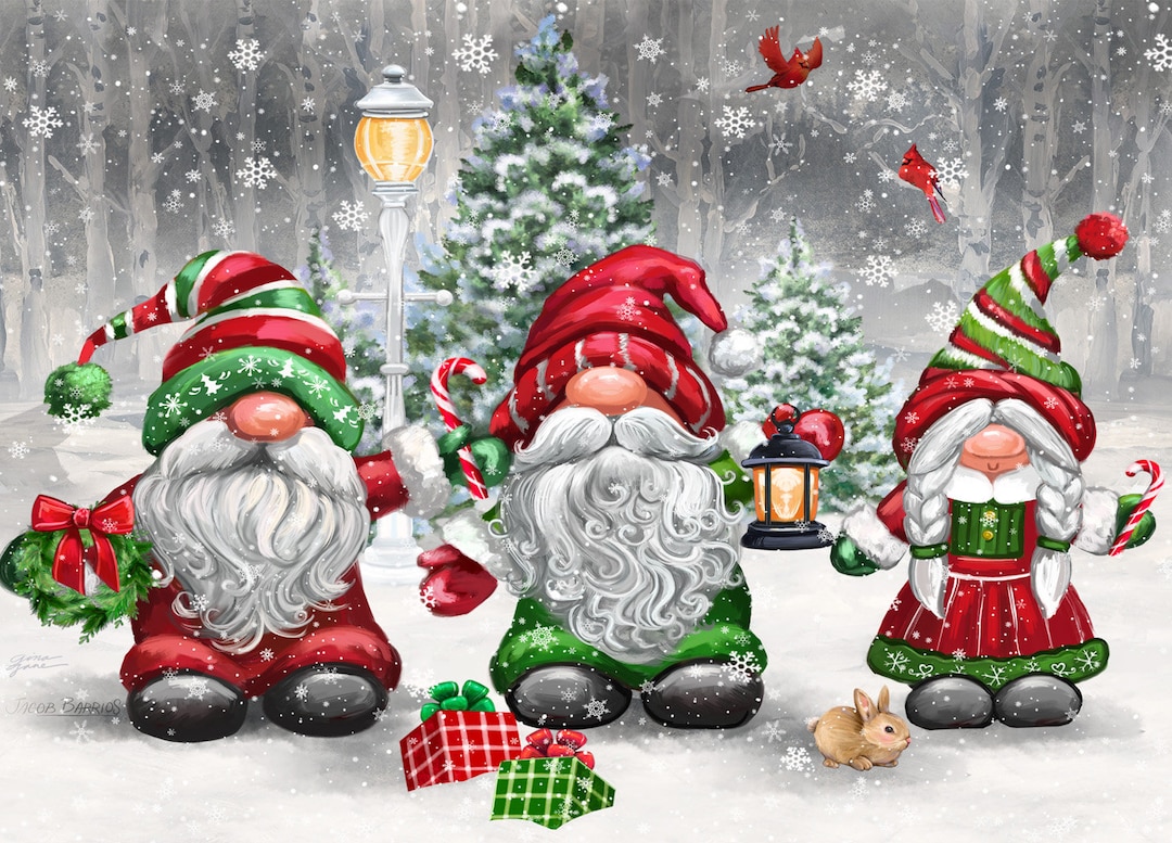 Box of 'christmas Gnomes' Christmas Cards - 15 Cards & 16 Foil Lined ...