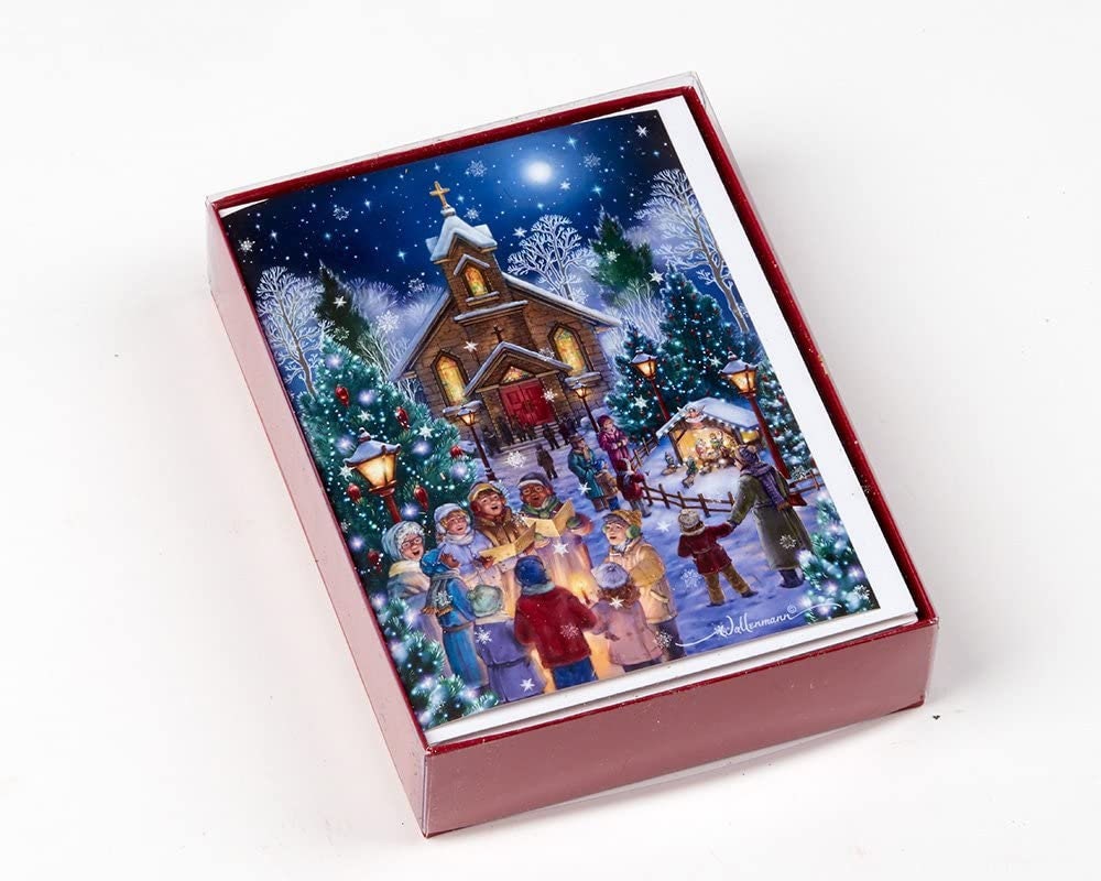 Box of Midnight Mass Christmas Cards - 15 Cards / 16 Foil Lined ...