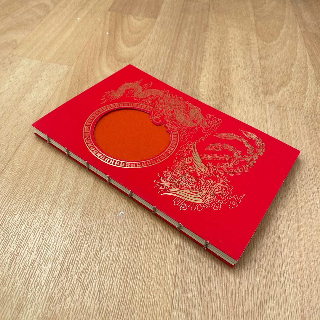 S Upcycled Chinese Wedding Circle Invites Coptic Notebook - Etsy