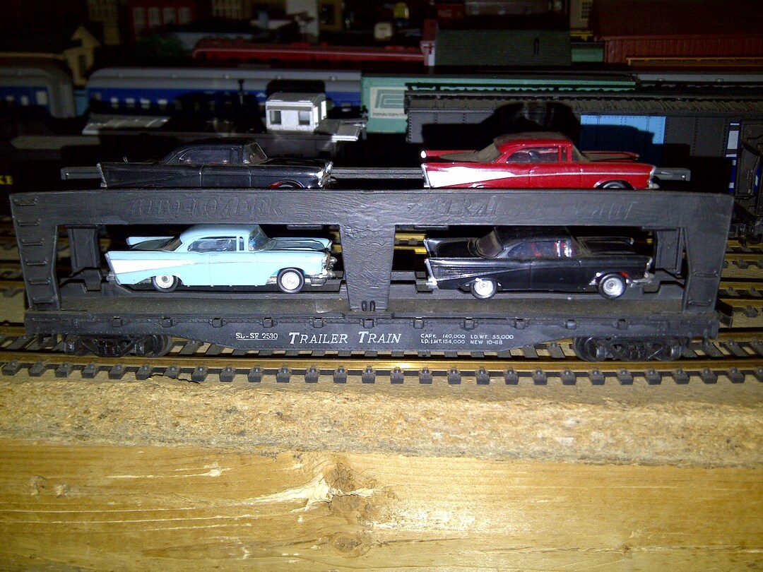 Tyco Auto Loader HO Freight Car With 4 1957 Chevys Custom Paint Train ...