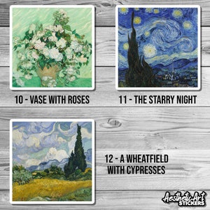 Vincent Van Gogh Classic Art Stickers Famous Painting Decals - Etsy