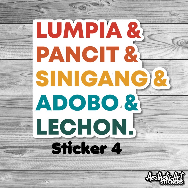 Filipino Asian Food Stickers Filipina Pinoy American Vinyl - Etsy
