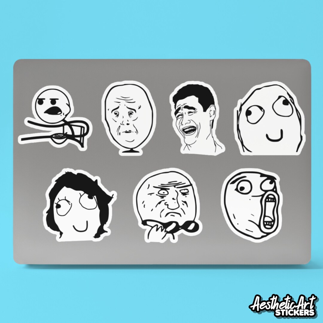 Funny Meme Rage Comics Faces Stickers, Trendy Internet Humor Decals ...