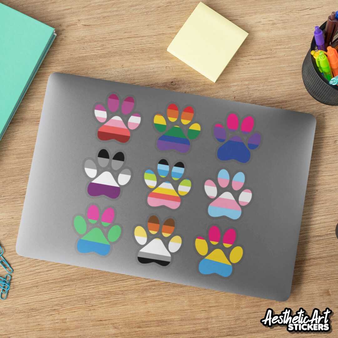 Animal Paw Print LGBT Pride Sticker, Lesbian Gay Bisexual Trans Asexual ...