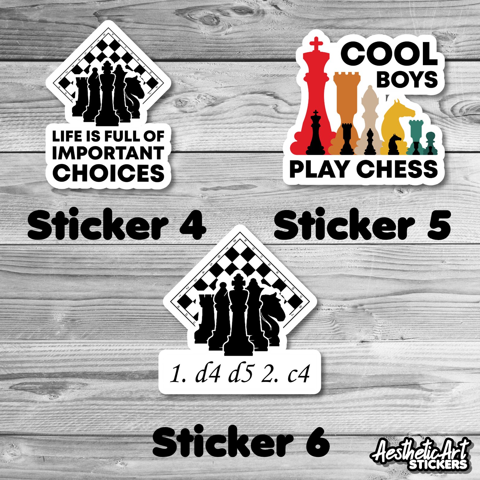 Chess Pieces Sticker Sayings Board Game Grandmaster Vinyl | Etsy