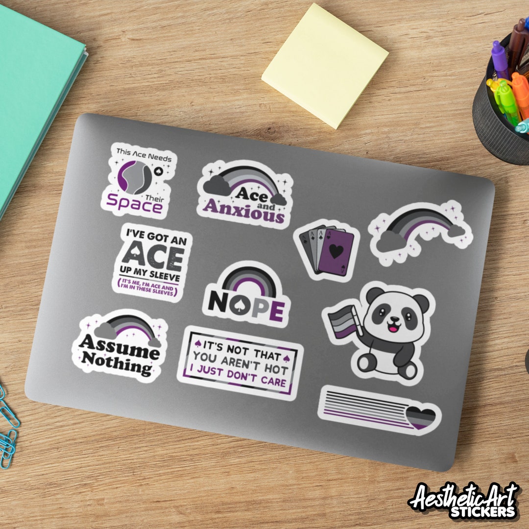 LGBT Asexual Sticker Sayings, Ace Panda Playing Cards Rainbow LGBTQ ...