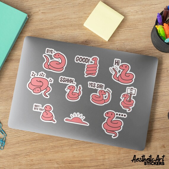 Cute Snake Sticker Kawaii Pink Snek Meme Gift Danger Noodle | Etsy