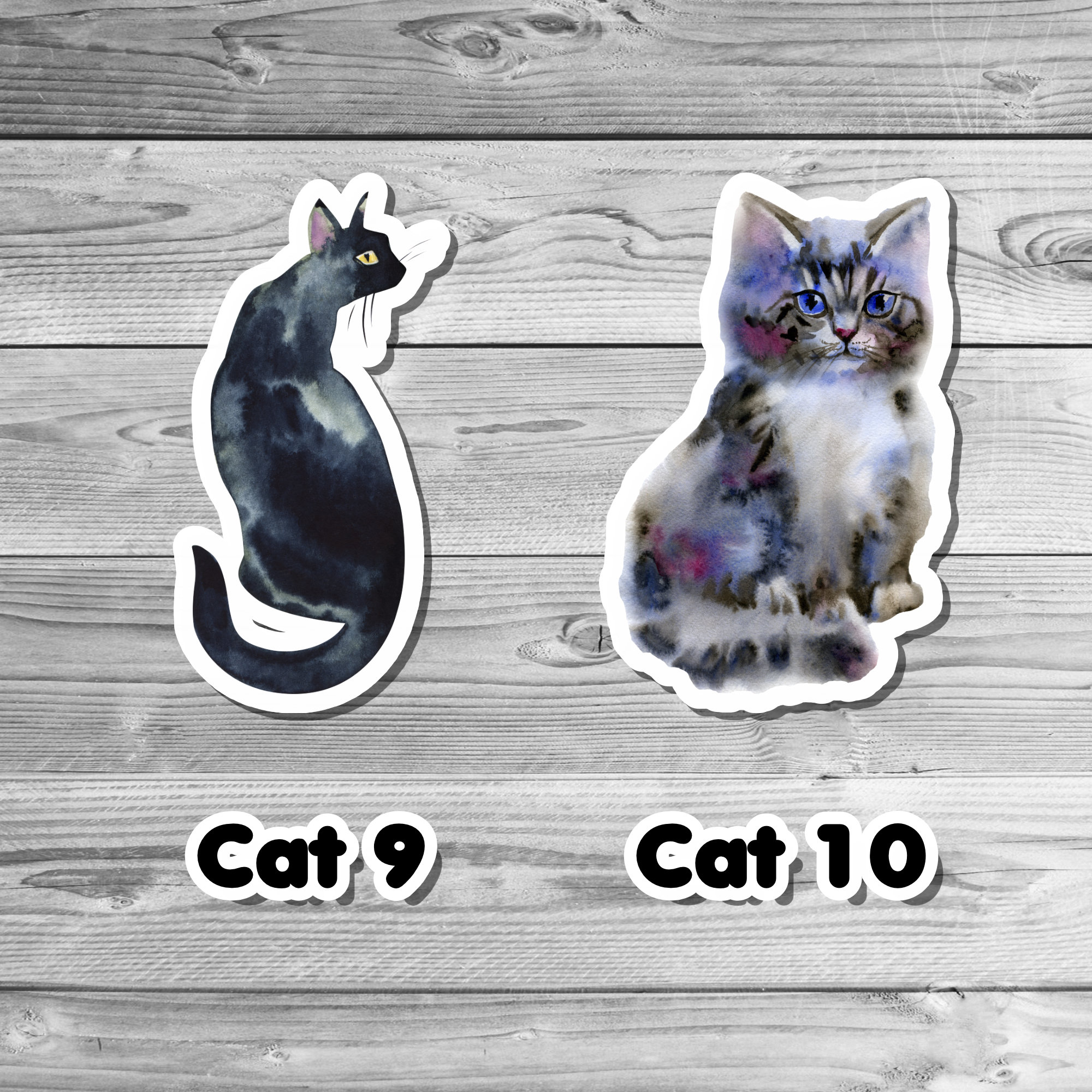 Realistic Watercolor Cat Stickers Pet Animal Vinyl Decal | Etsy