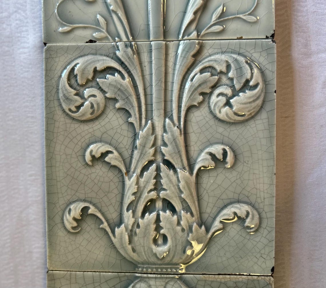 Antique Victorian Providential Tile Works Torch Panel 5-6x6 Tiles - Etsy