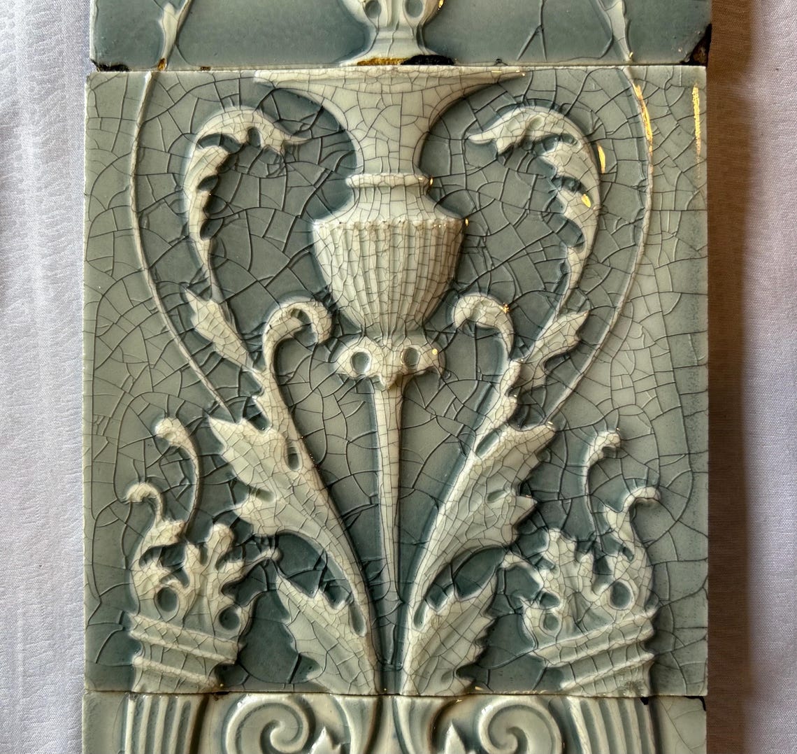 Antique Victorian Providential Tile Works Torch Panel 5-6x6 Tiles - Etsy